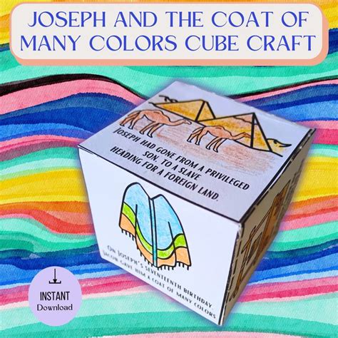 Joseph And The Coat Of Many Colors Coloring Cube Craft Printable Bible