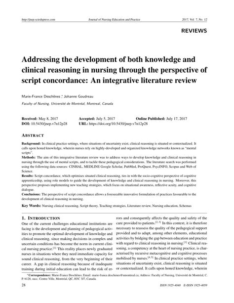 Pdf Addressing The Development Of Both Knowledge And Clinical Reasoning In Nursing Through The