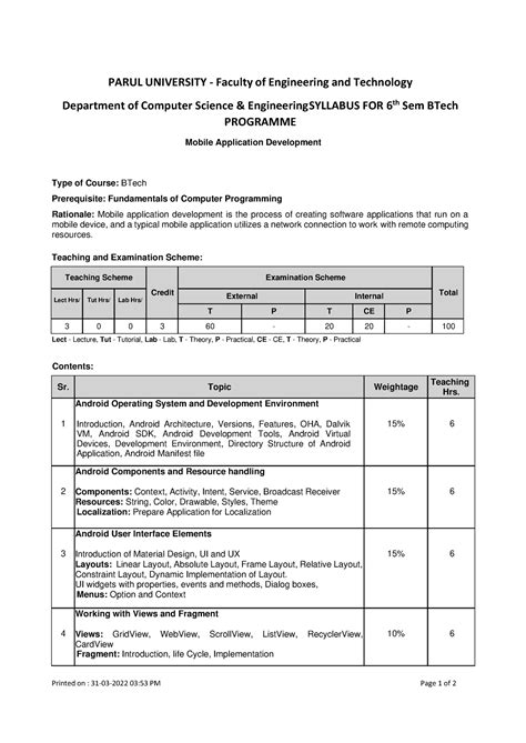 Sem MAD Syllabus Data Anlytics Printed On PM Page Of PARUL
