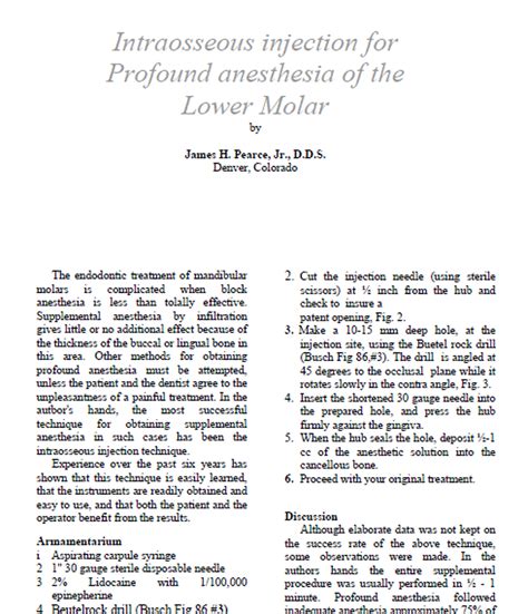 Intraosseous Injection For Profound Anesthesia Of The Lower Molar Quicksleeper Straight Dental