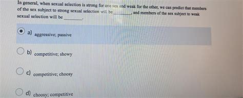 Solved In General When Sexual Selection Is Strong For One