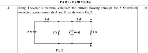 Using Thevenins Theorem Calculate The Current Flowing Through The 5 Resistor Connected Across