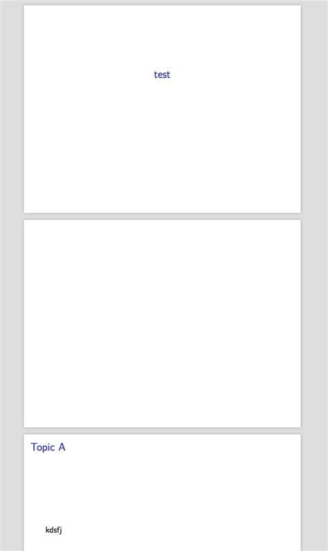 latex empty toc slide using rmarkdown beamer template stack overflow