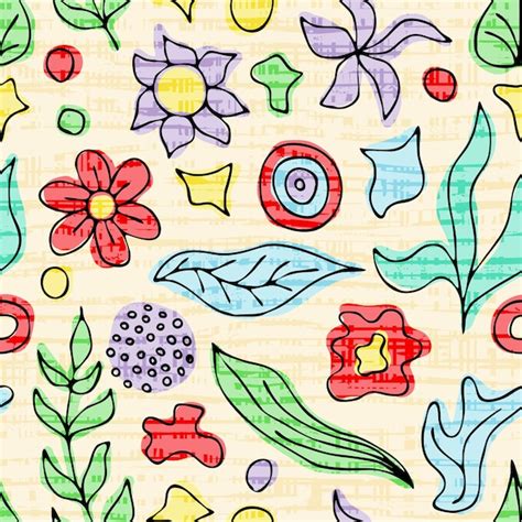 Premium Vector Seamless Pattern Abstract Organic Shapes Amorphous And Vegetable Figures Hand