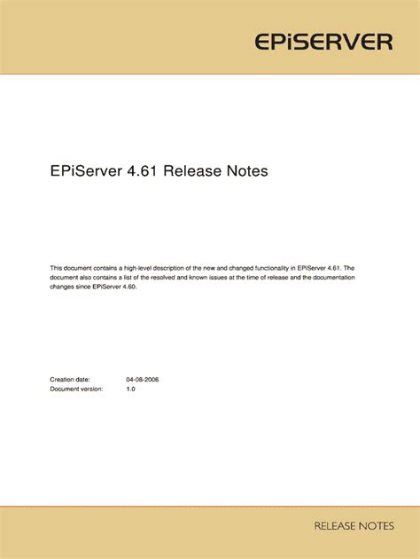 Fillable Online 61 Release Notes This Document Contains A High Level