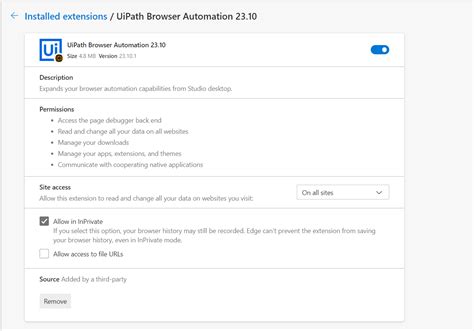 cannot communicate with uipath extension on ms edge browser in
