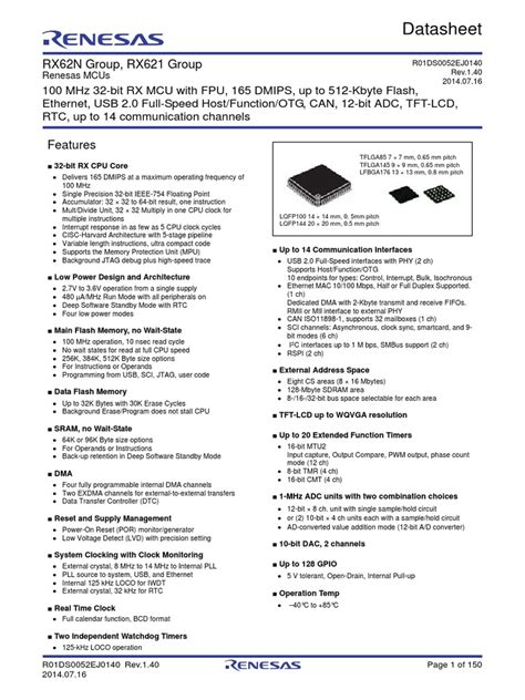 Renesas Rx62n Pdf Microcontroller Inputoutput