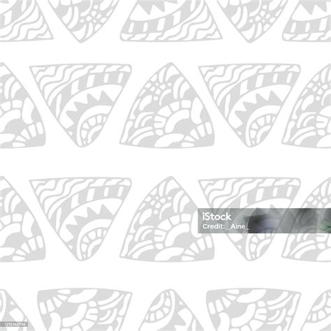 회색과 흰색 손으로 그려진 화려한 삼각형 이음새가 있는 패턴 낙서 삼각형 삼각형 기하학적 배경입니다 기하학적 타일을 반복합니다