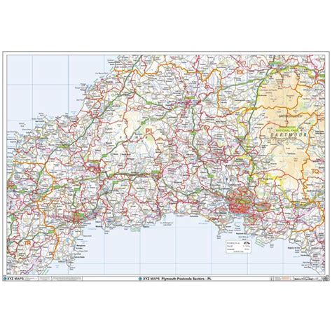 Plymouth Pl Postcode Wall Map Stanfords