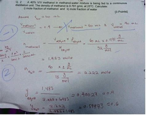 Solved Q 2 A 40 V V Methanol In Methanol Water Mixture Is Being Fed To A Continuous