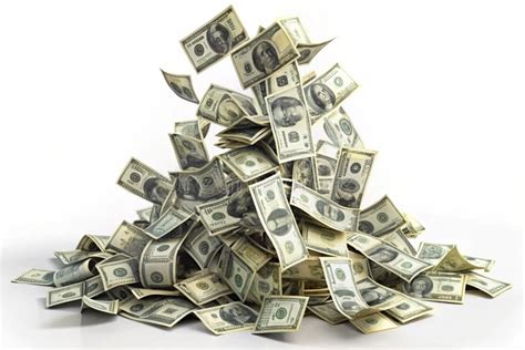 Falling Dollars To Stack Isolated On White Stock Illustration