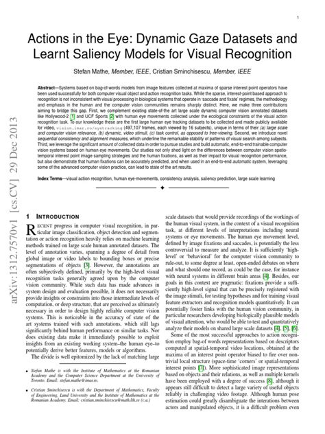actions in the eye dynamic gaze datasets and learnt saliency models