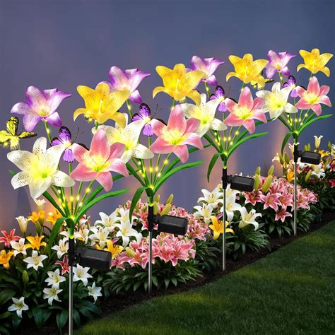 Alynsehom 4 Pack Solar Garden Lights 29in Outdoor