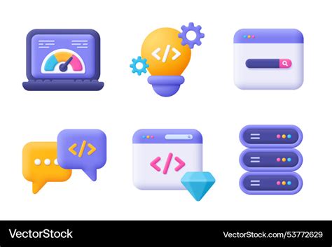 Web Development Seo Coding And Programming 3d Vector Image