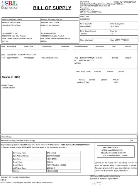 Bill Of Supply Figures In Inr Pdf Invoice Payments