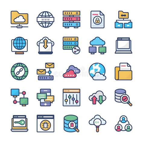 Iconos De La Red Y De Los Servidores Ilustración Del Vector Ilustración De Nube Botón 46762652