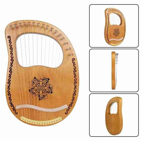 Lyre Harp 16 String Mahogany Harp Wood Color Porta Grandado