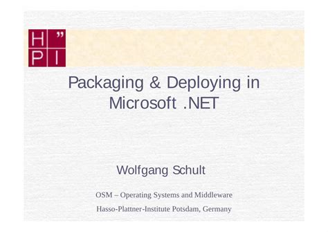 Pdf Packaging And Deploying In Microsoft · An Assembly Is The Smallest