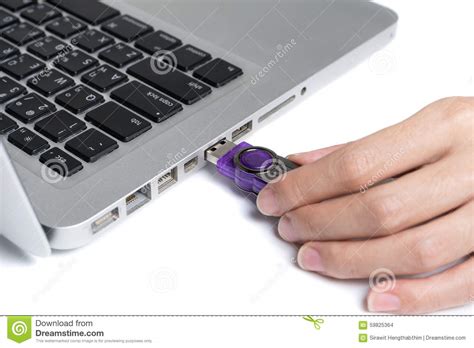 Hand Inserting Usb Memory Stick Stock Photo Image Of Closeup Data