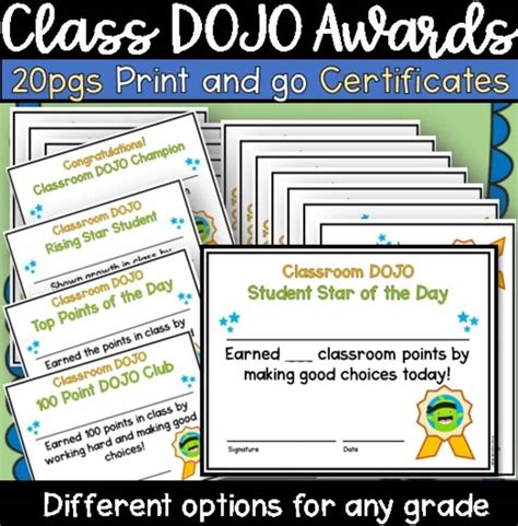 Classroom Class Dojo Award Certificate Student Rewards Management Back