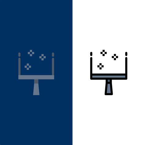Broom Dustpan Sweep Icons Flat And Line Filled Icon Set Vector Blue Background 14699800 Vector