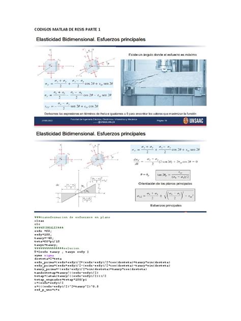 códigos matlab para el cálculo de esfuerzos y deformaciones mediante la