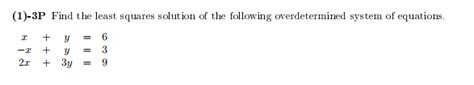 Solved Find The Least Squares Solution Of The Following