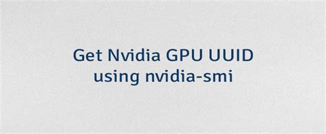 Get Nvidia Gpu Uuid Using Nvidia Smi Lindevs