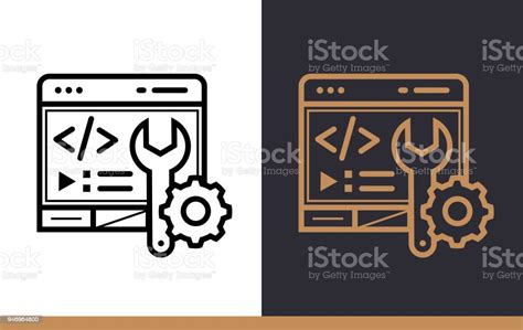 선형 아이콘 코드 개발입니다 데이터 과학 기술과 기계 학습 과정 인쇄 웹사이트 및 프레 젠 테이 션에 적합 0명에 대한 스톡 벡터 아트 및 기타 이미지 Istock