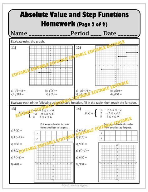 Step Functions Common Core Algebra 1 Homework Answers Math Printables Fun