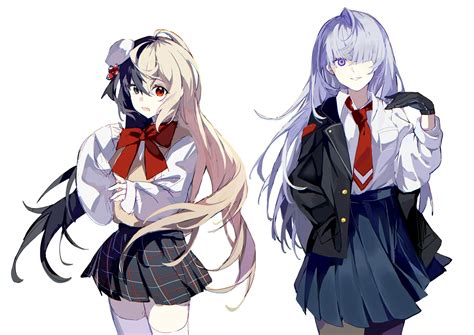 Merc4ury0 Arcaea Highres Black Gloves Black Hair Blonde Hair Bow