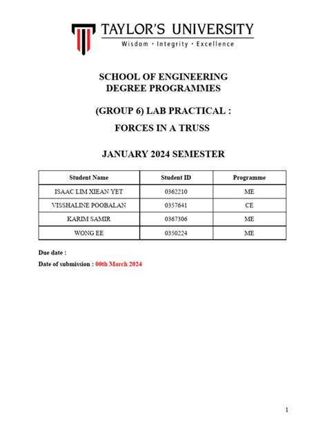 Engineering Statics Lab Report Force In A Truss Group 6 Pdf Force