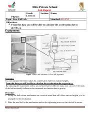 Free Fall Lab Report Docx Elite Private Babe Lab Report Grade Level 11 Section Name