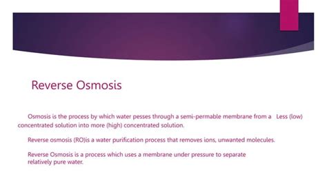Reverse Osmosis Ppt Pptx Chemistry Science