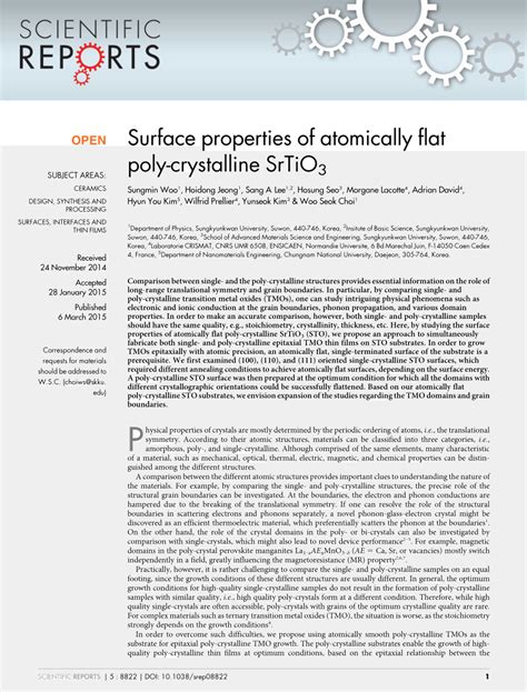 Pdf Surface Properties Of Atomically Flat Poly Crystalline Srtio3
