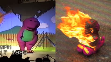 Barney The Dinosaur On Fire