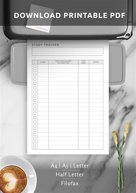 Download Printable Study Tracker Template PDF