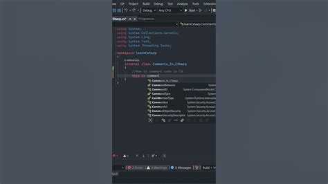How To Comment Code In Csharp C Tutorial Shorts Youtube