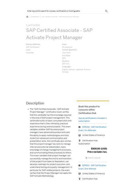 C Activate13 Sap Certified Associate Sap Activate Project Manager
