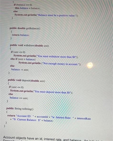 solved a class called account is defined as follows public