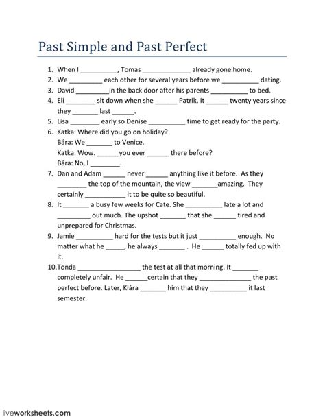 Practice Past Simple And Past Perfect With Interactive Worksheet