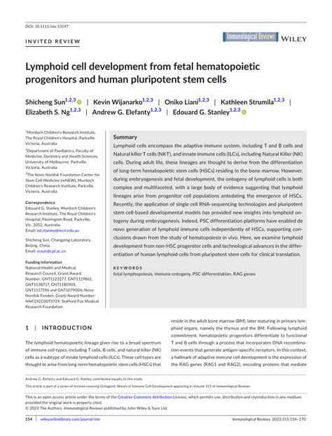 Pdf Lymphoid Cell Development From Fetal Hematopoietic Progenitors