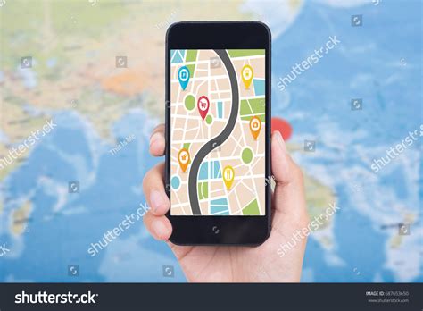 Hand Holding Smart Phone Map Gps Stock Photo 687653650 Shutterstock