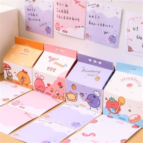 Cartoon 200 Sheets Milk Cute Notepad Note Book Massage Notes Removable