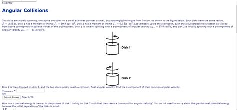 Solved Luu 5 Points Angular Collisions Two Disks Are