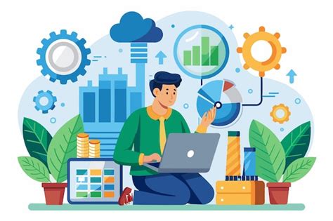 Flatstyle Vector Illustration Of Carbon Emissions Analyst With Tools