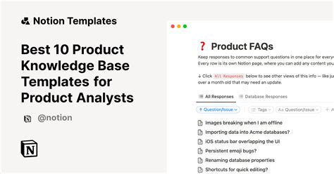 Best 10 Product Knowledge Base Templates For Product Analysts Notion