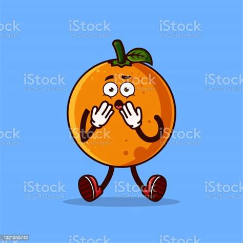 귀여운 오렌지 과일 캐릭터충격 과일 문자 아이콘 개념 격리 이모티콘 스티커 플랫 만화 스타일 벡터 놀라움에 대한 스톡 벡터 아트 및 기타 이미지 Istock