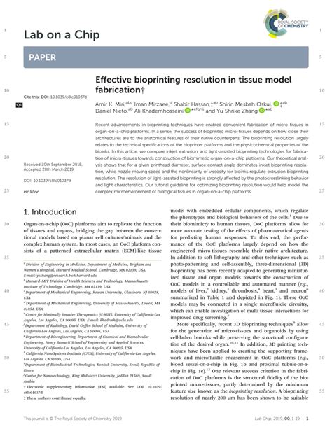 Pdf Effective Bioprinting Resolution In Tissue Model Fabrication