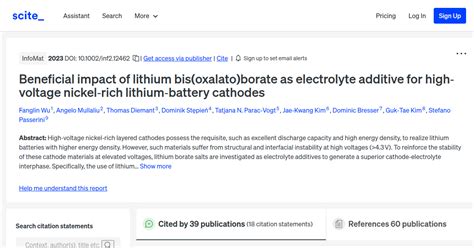 Beneficial Impact Of Lithium Bisoxalatoborate As Electrolyte Additive